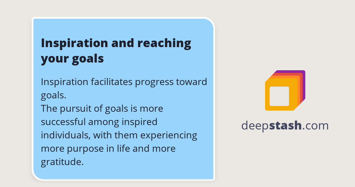 Inspiration and reaching your goals - Deepstash
