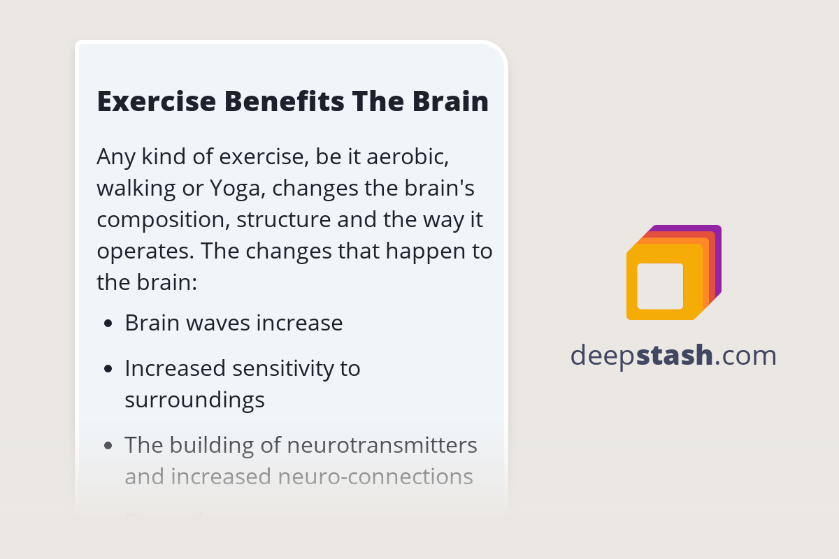 Exercise Benefits The Brain - Deepstash