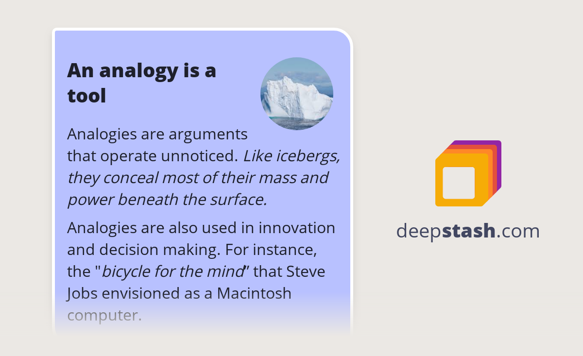 An analogy is a tool - Deepstash