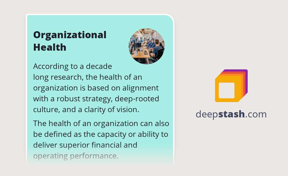Organizational Health - Deepstash