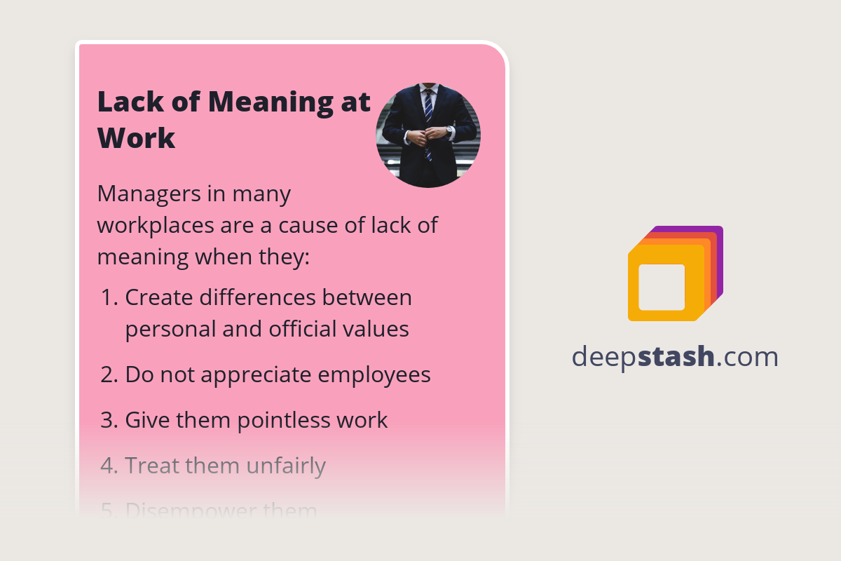 Lack of Meaning at Work - Deepstash
