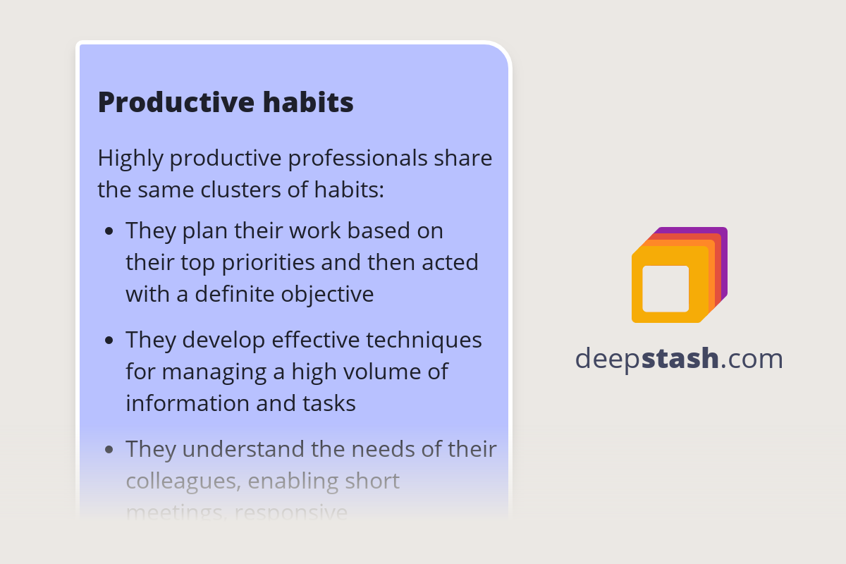Productive habits - Deepstash