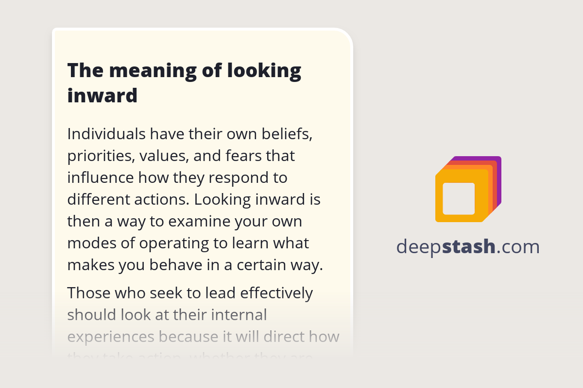 The meaning of looking inward - Deepstash