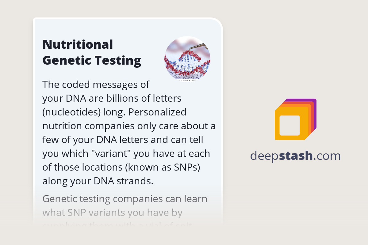 Nutritional Genetic Testing - Deepstash