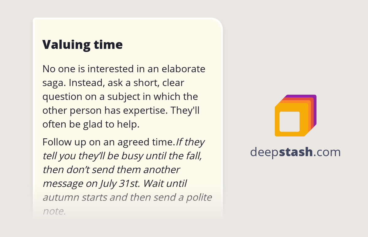 Valuing time - Deepstash
