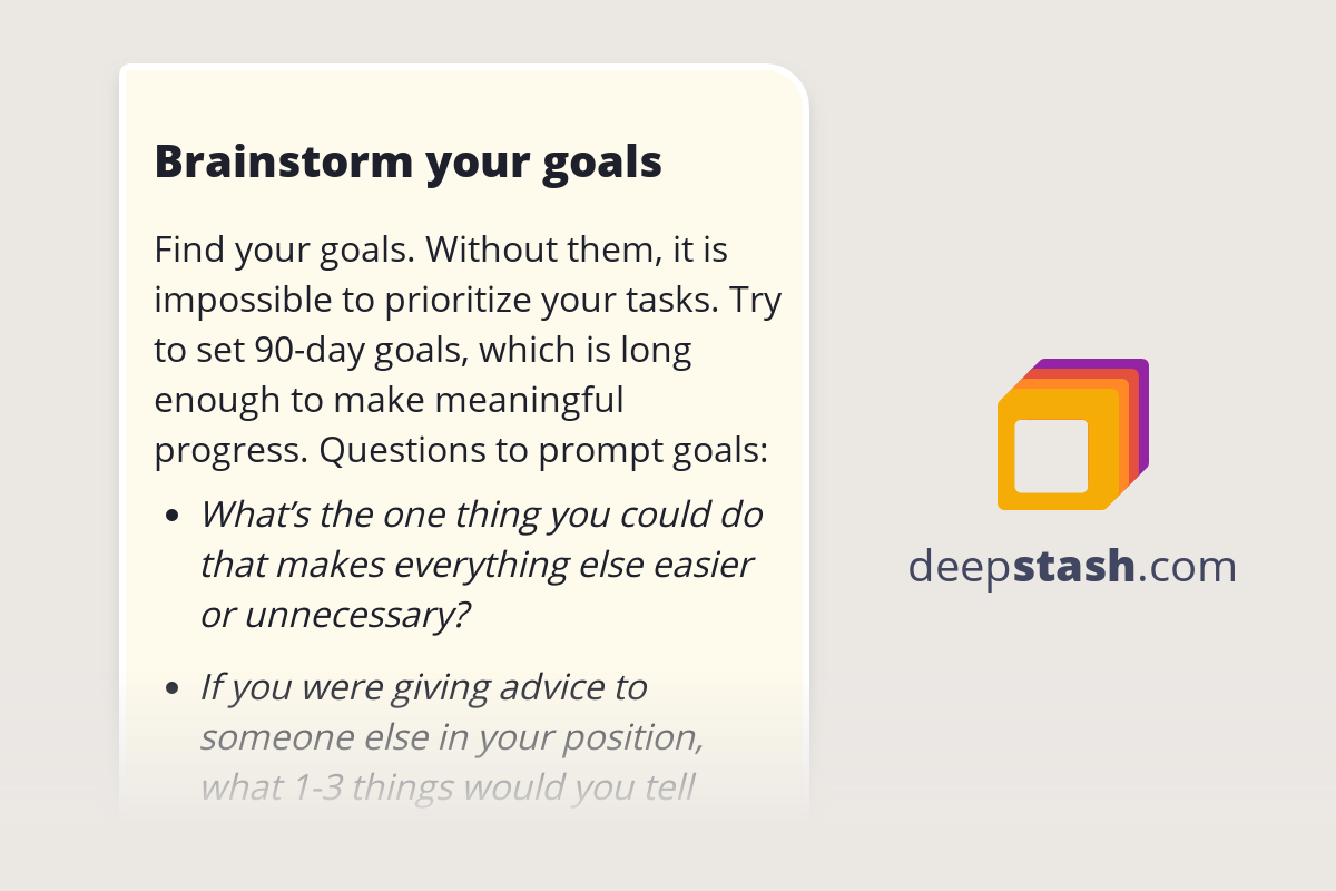 Brainstorm your goals - Deepstash