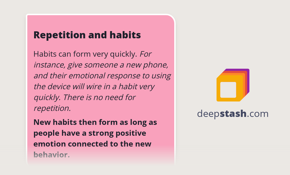 Repetition and habits - Deepstash