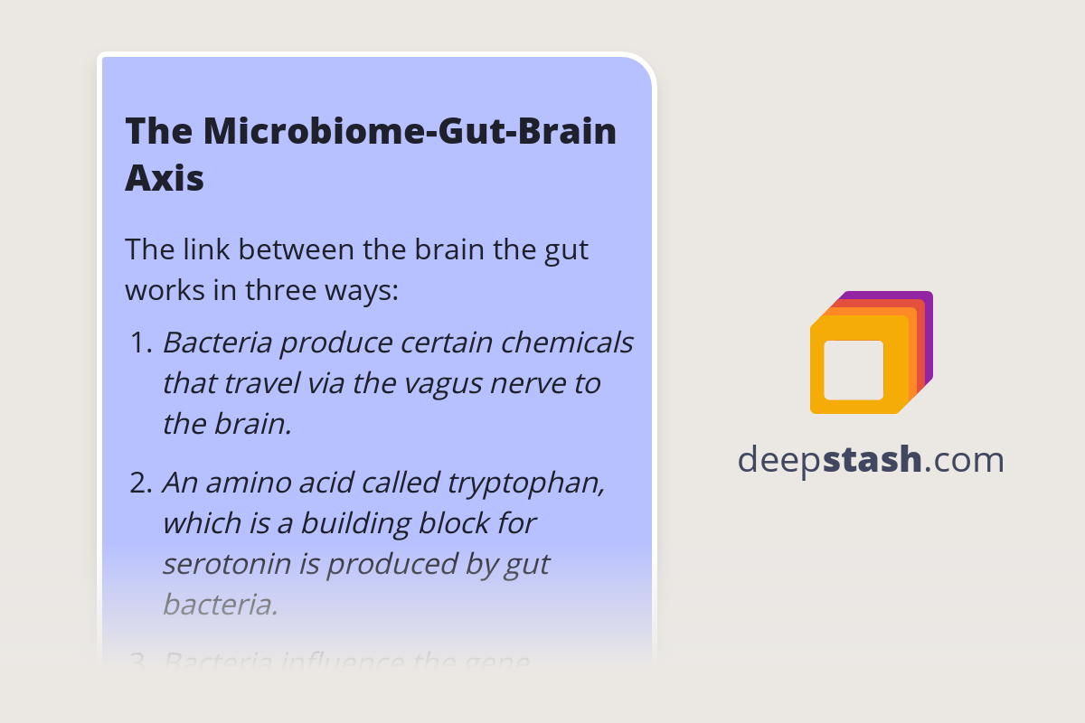 The Microbiome-Gut-Brain Axis - Deepstash