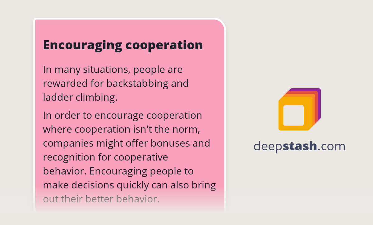 Encouraging cooperation - Deepstash