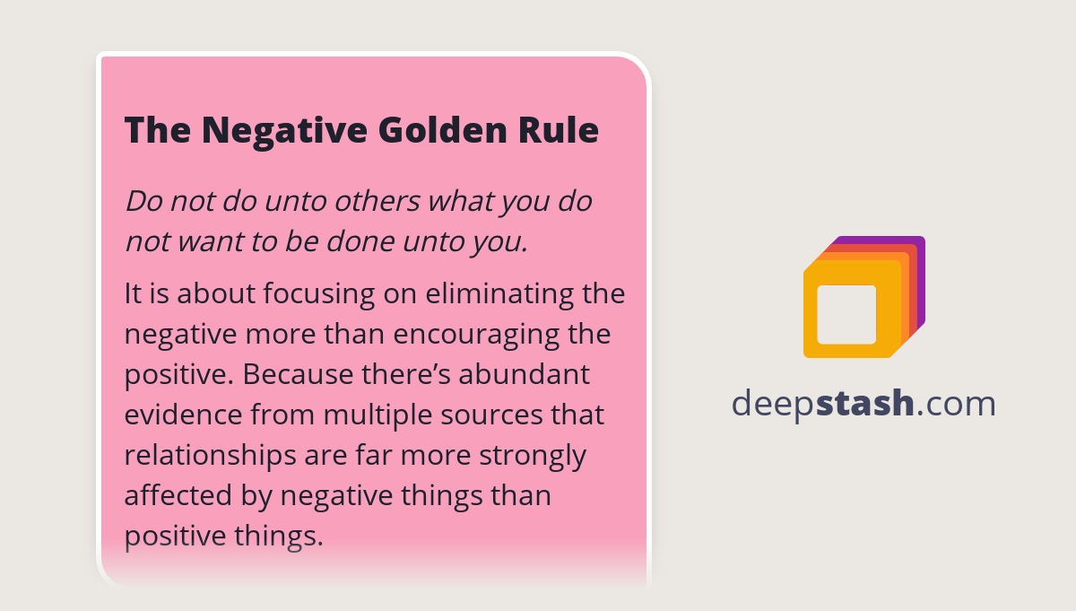 The Negative Golden Rule - Deepstash