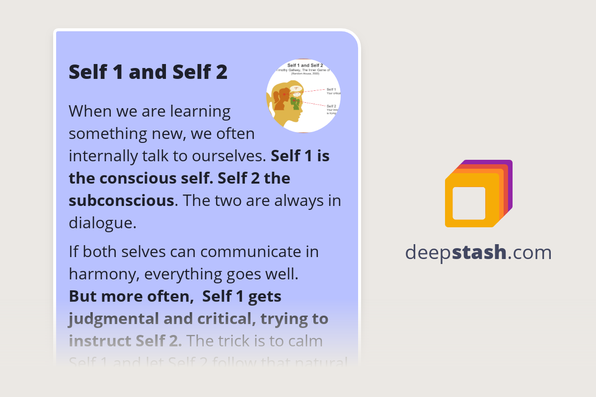 Self 1 and Self 2 - Deepstash