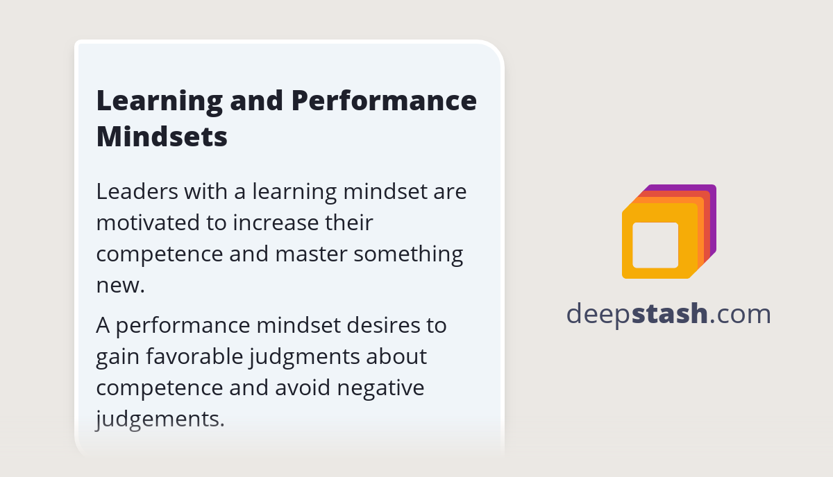 Learning and Performance Mindsets - Deepstash