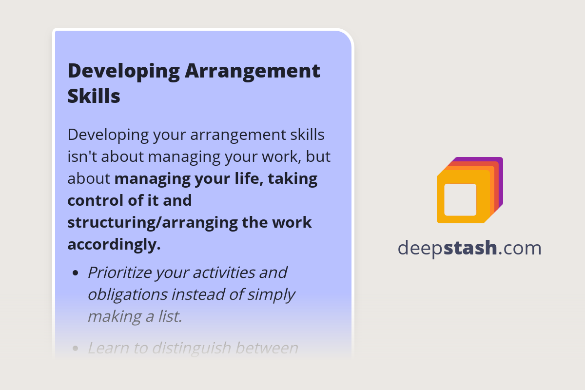 Developing Arrangement Skills - Deepstash