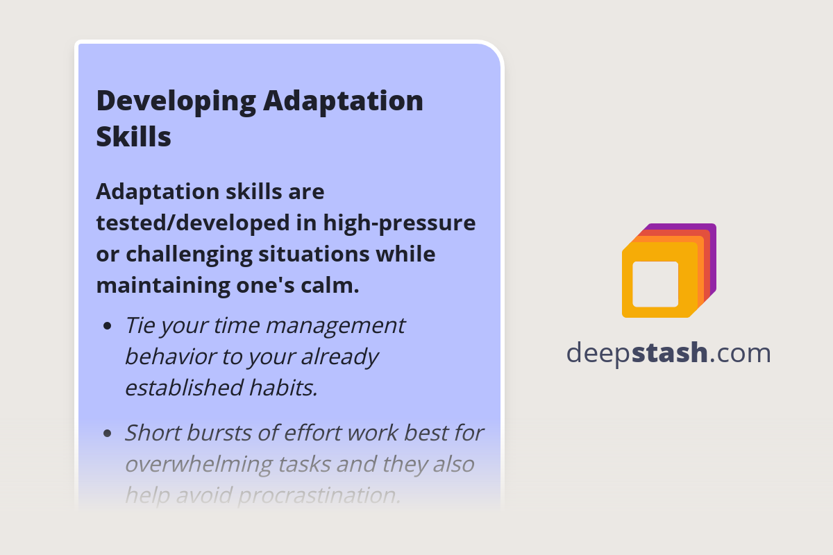 Developing Adaptation Skills - Deepstash