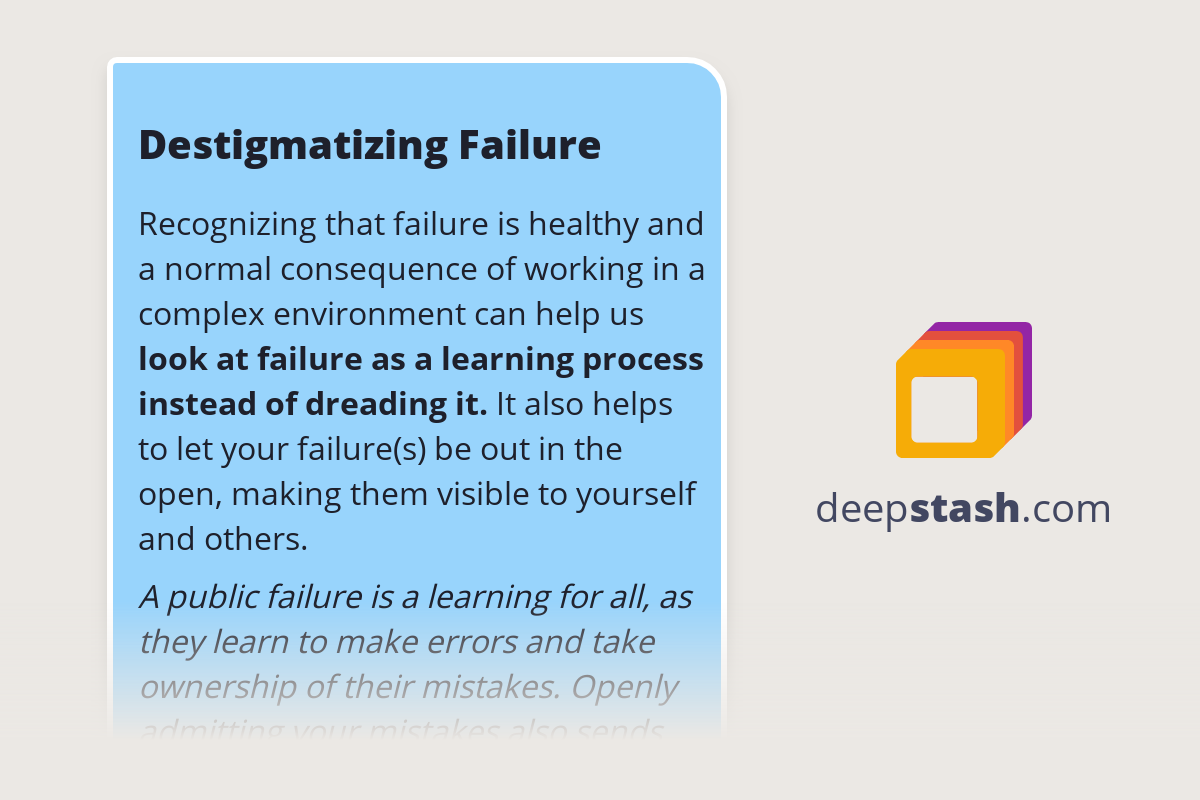 Destigmatizing Failure - Deepstash