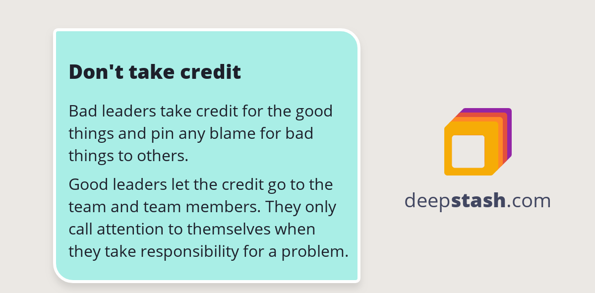 Don't take credit - Deepstash