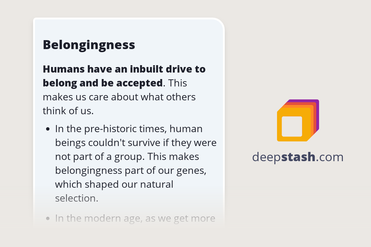 Belongingness - Deepstash