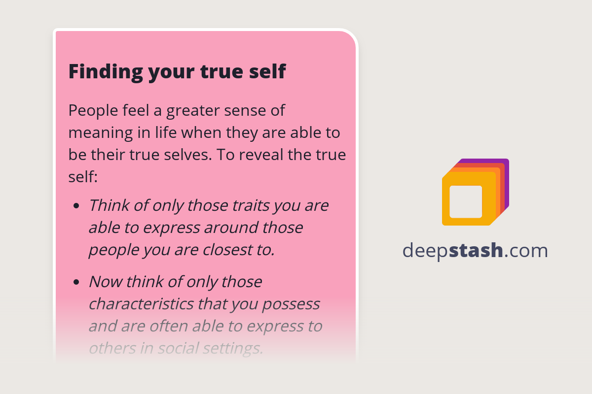 Finding your true self - Deepstash