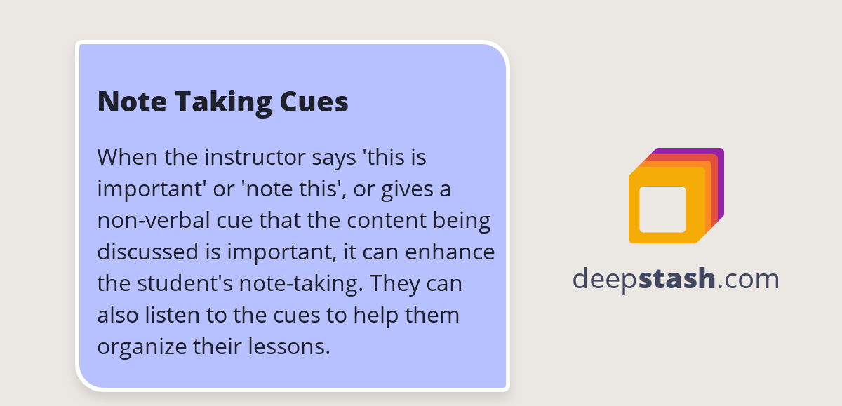 Note Taking Cues - Deepstash