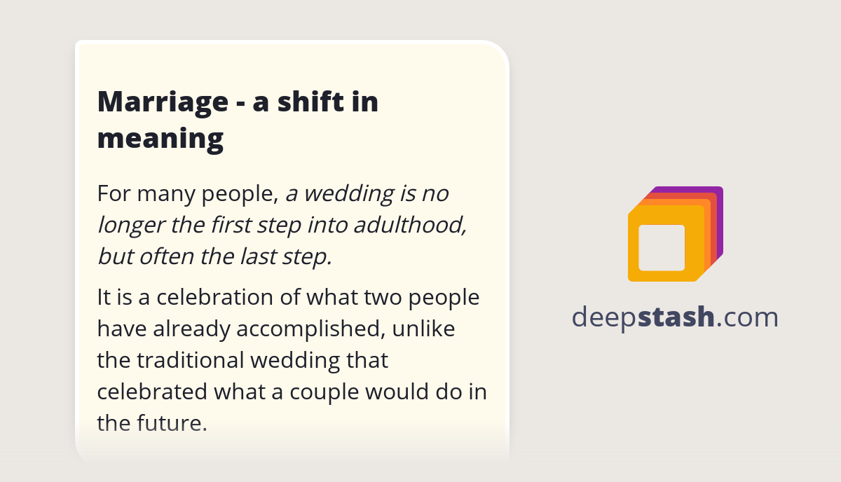 Marriage - a shift in meaning - Deepstash