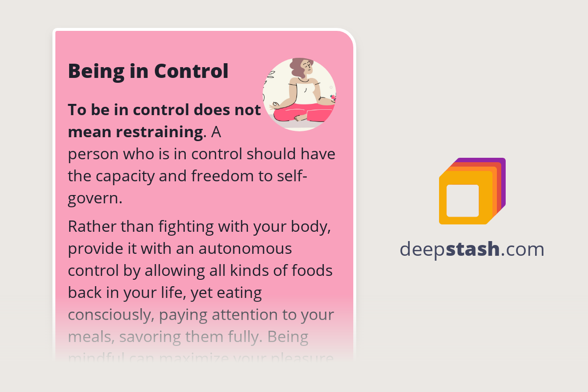 Being in Control - Deepstash