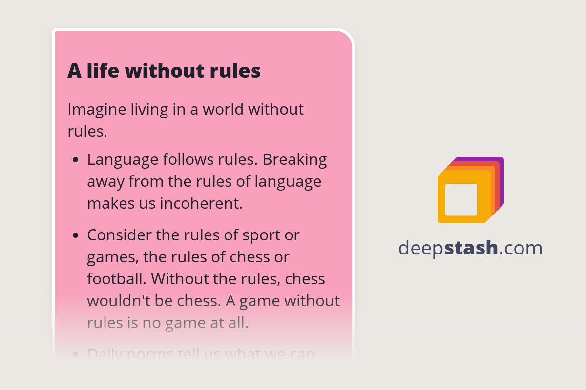 A life without rules - Deepstash