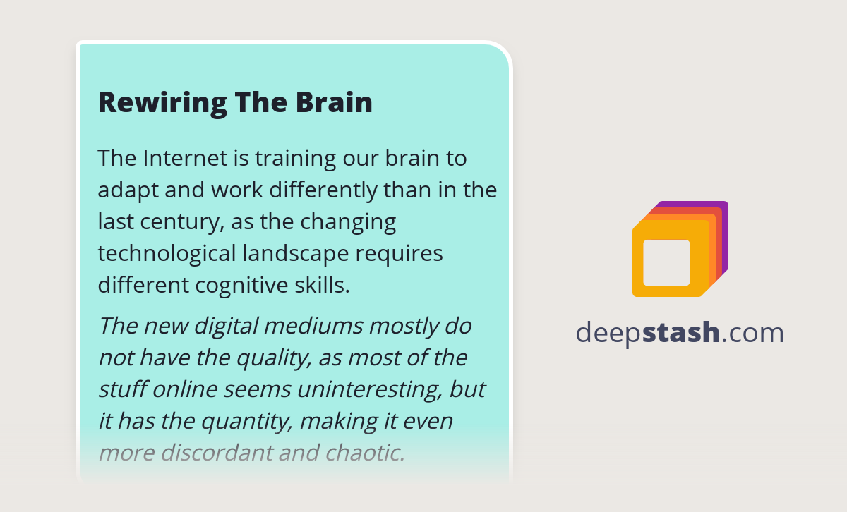 Rewiring The Brain - Deepstash