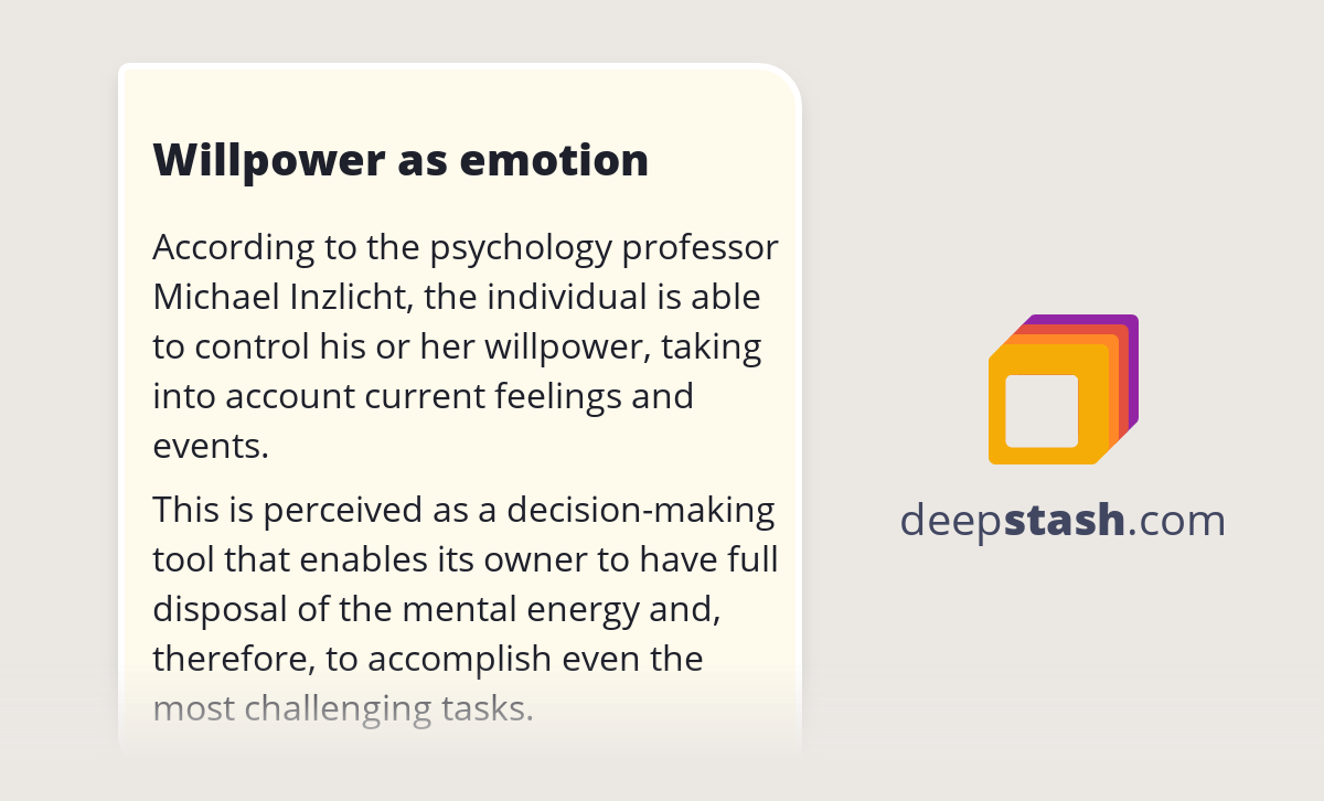 Willpower as emotion - Deepstash