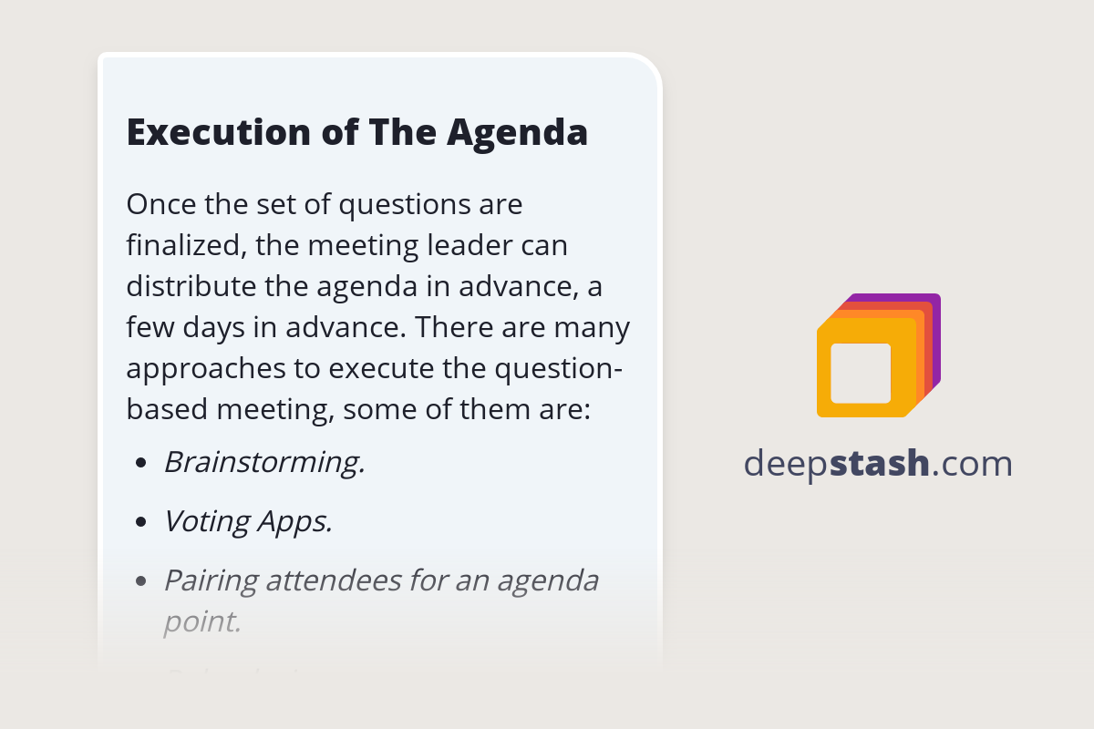 Execution of The Agenda - Deepstash