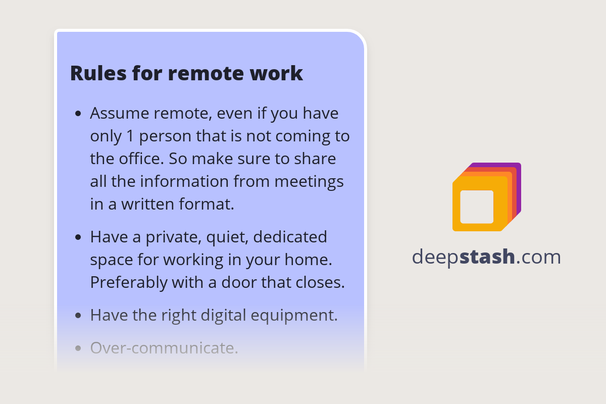 Rules for remote work - Deepstash