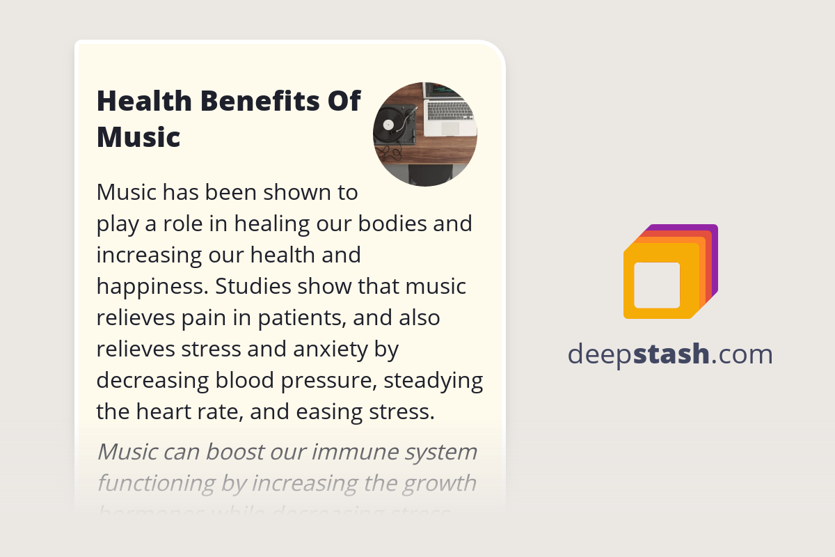 Health Benefits Of Music - Deepstash
