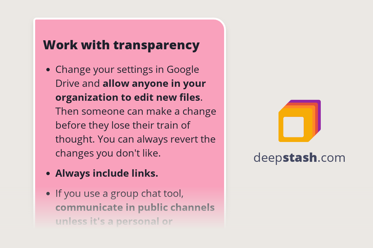 Work with transparency - Deepstash
