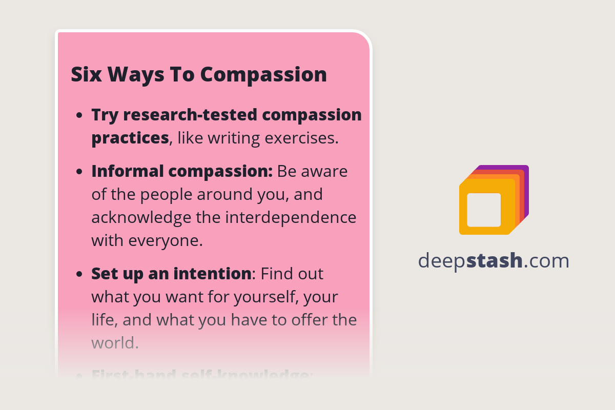 Six Ways To Compassion Deepstash
