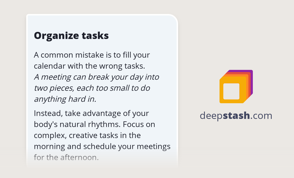 Organize tasks - Deepstash