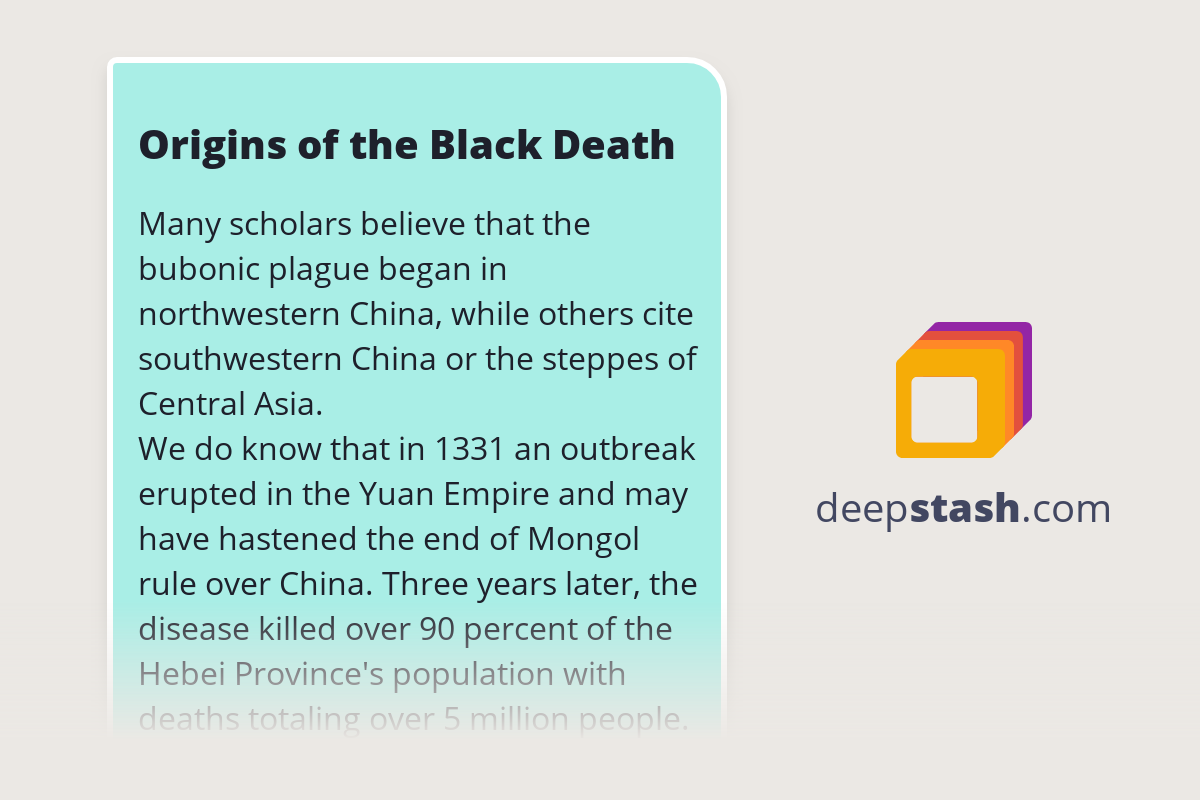 Origins of the Black Death - Deepstash