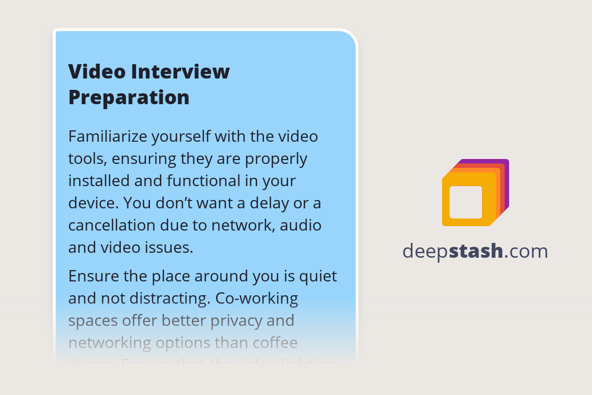 Video Interview Preparation - Deepstash