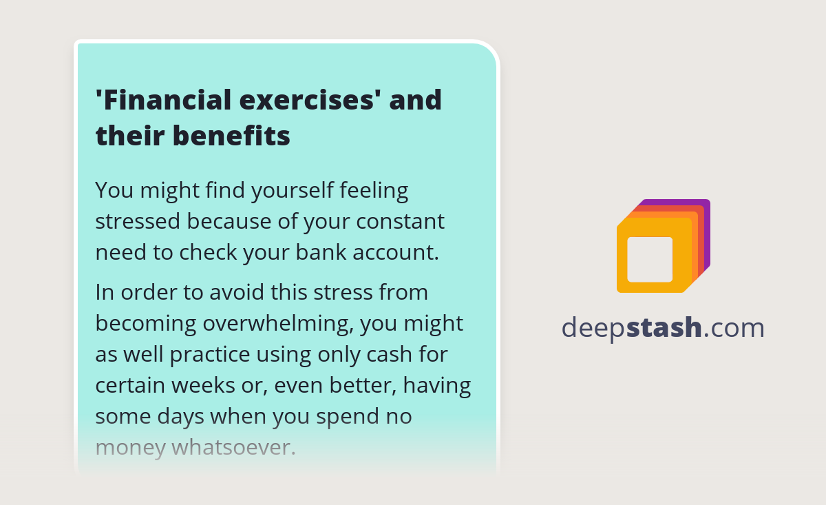 'Financial exercises' and their benefits - Deepstash