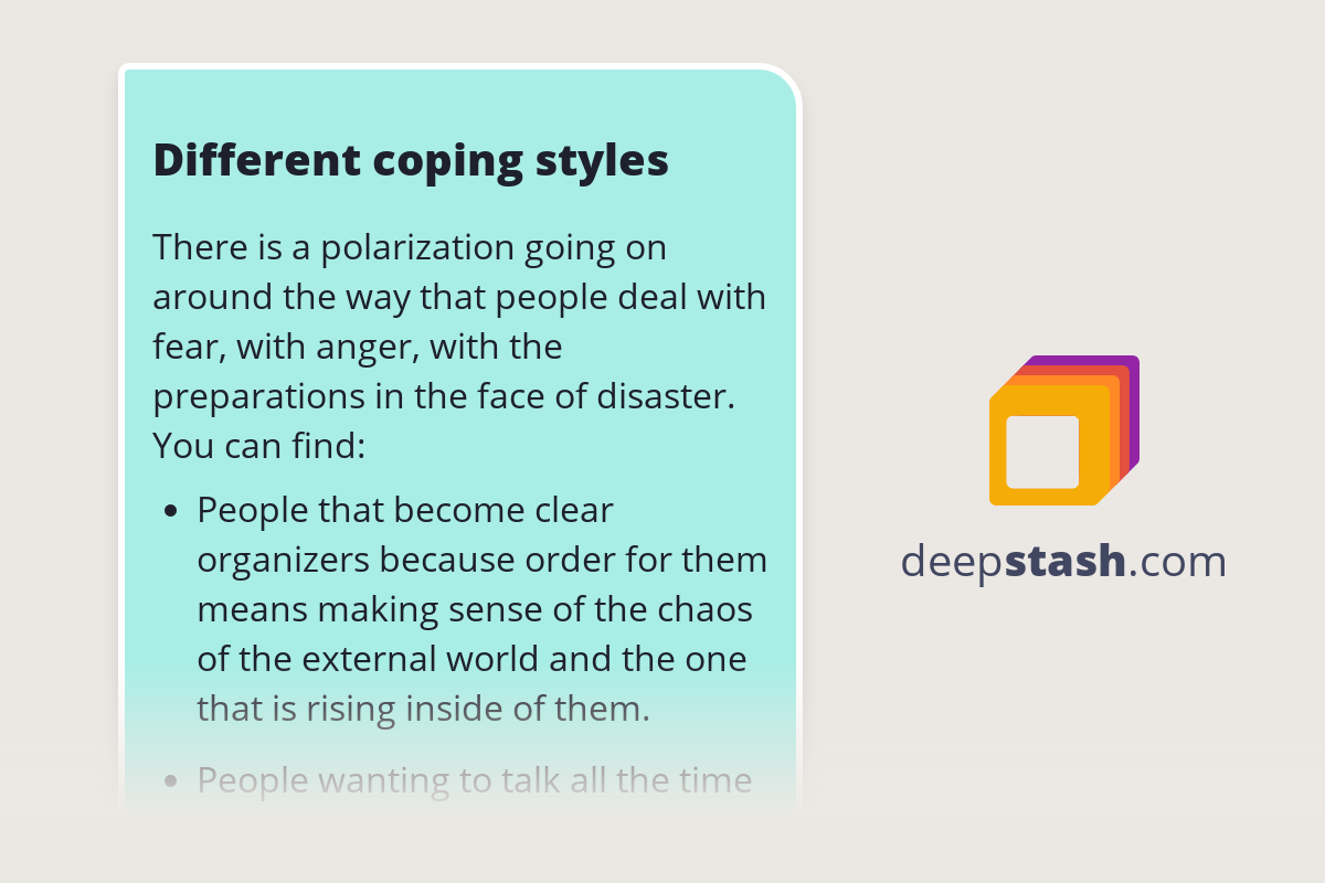 Different coping styles - Deepstash
