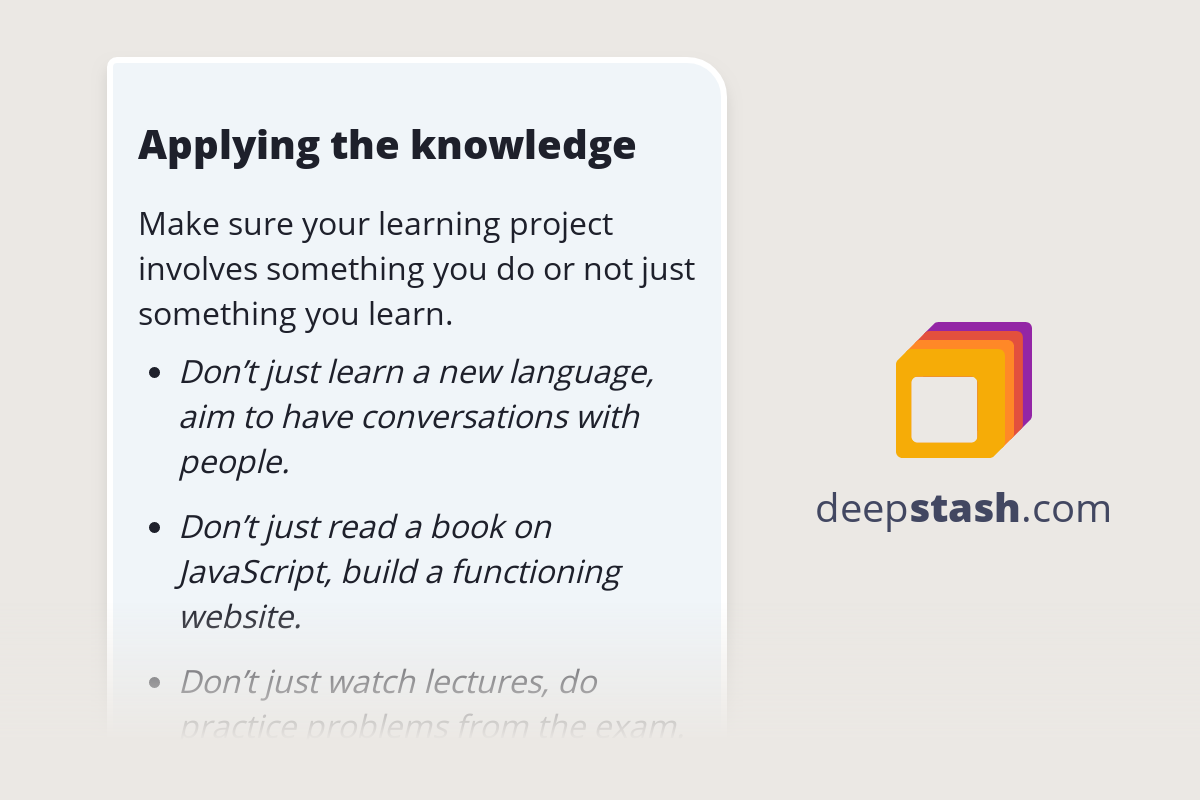 Applying the knowledge - Deepstash