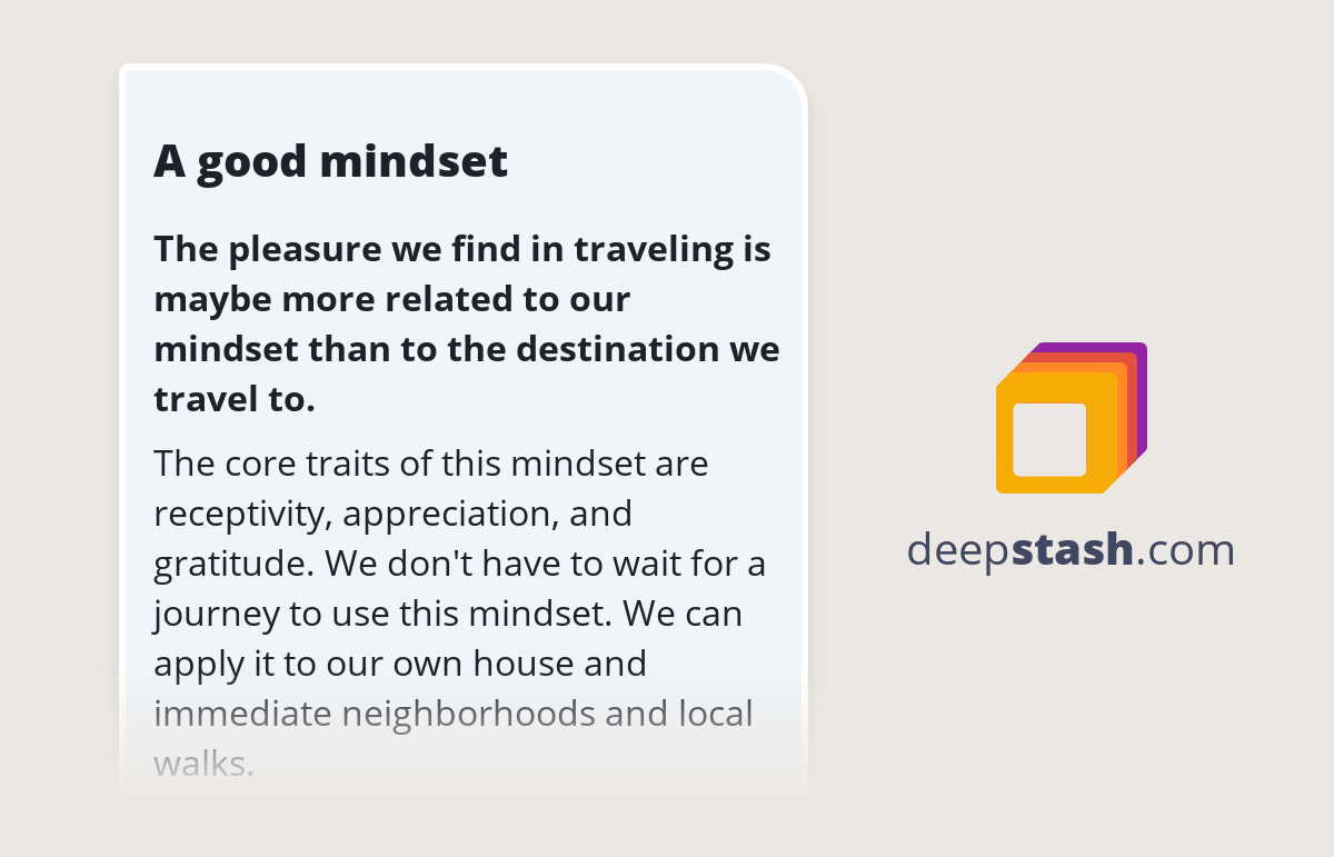 A good mindset - Deepstash