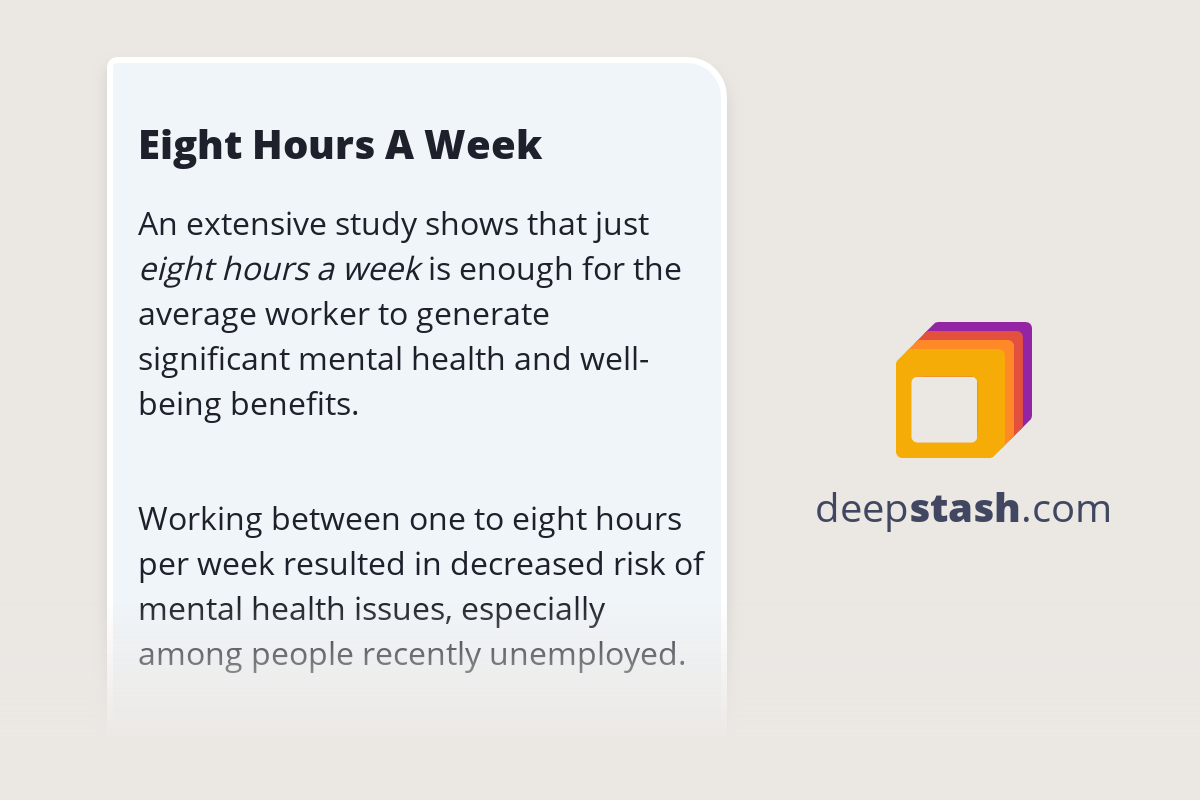 Eight Hours A Week - Deepstash