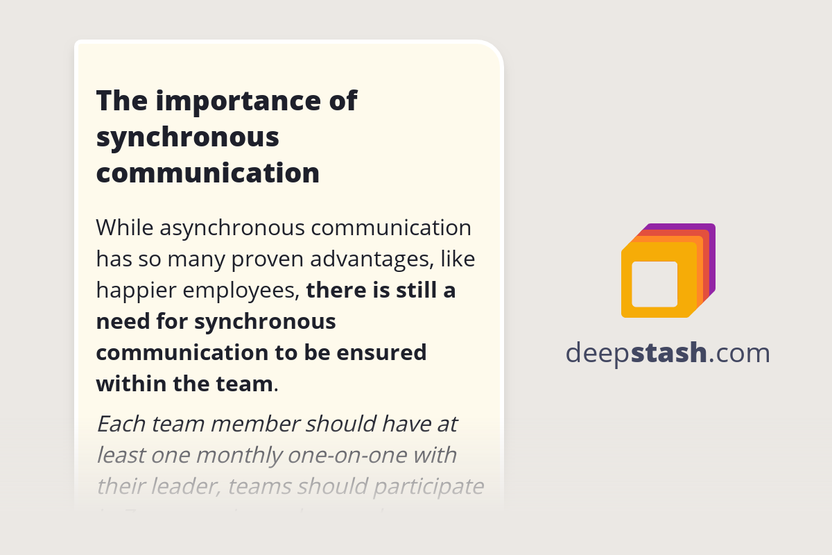 The Importance Of Synchronous Communication Deepstash