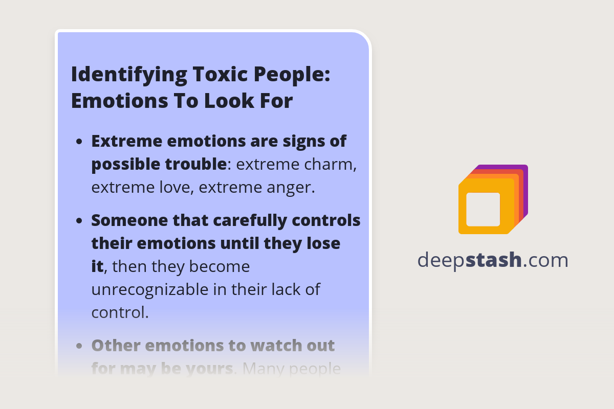 Identifying Toxic People: Emotions To Look For - Deepstash