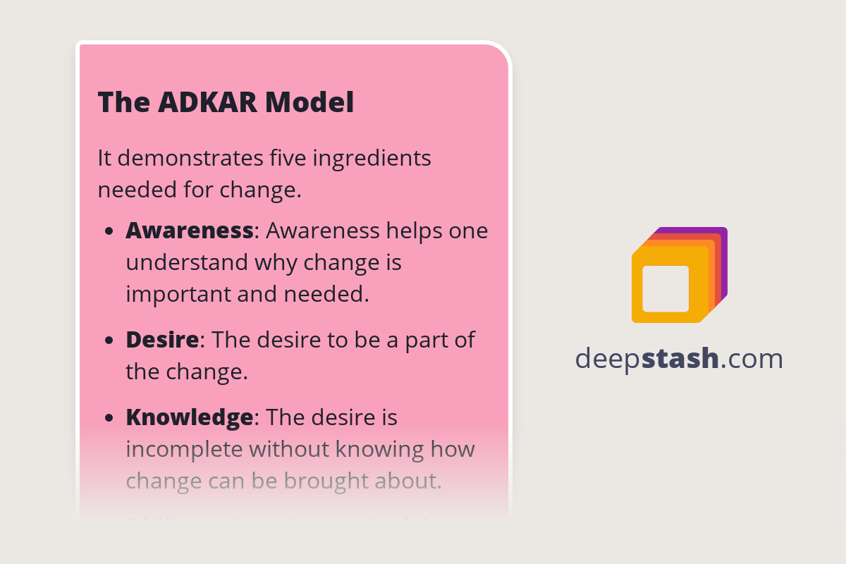 The ADKAR Model - Deepstash