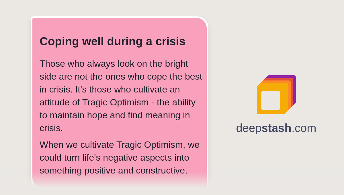 Coping well during a crisis - Deepstash