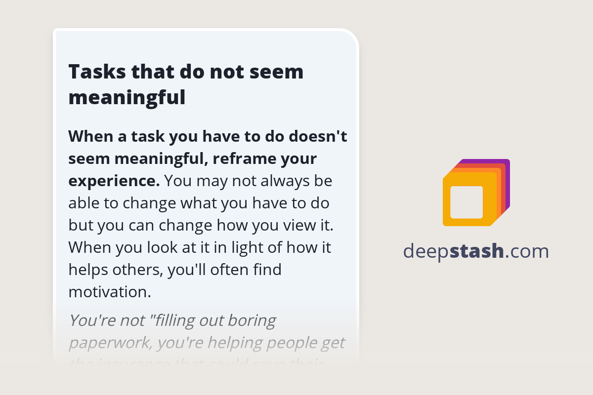 Tasks that do not seem meaningful - Deepstash