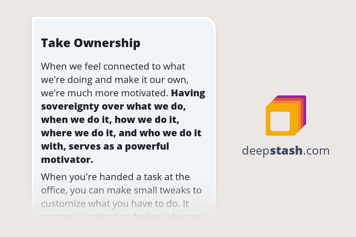 Take Ownership - Deepstash