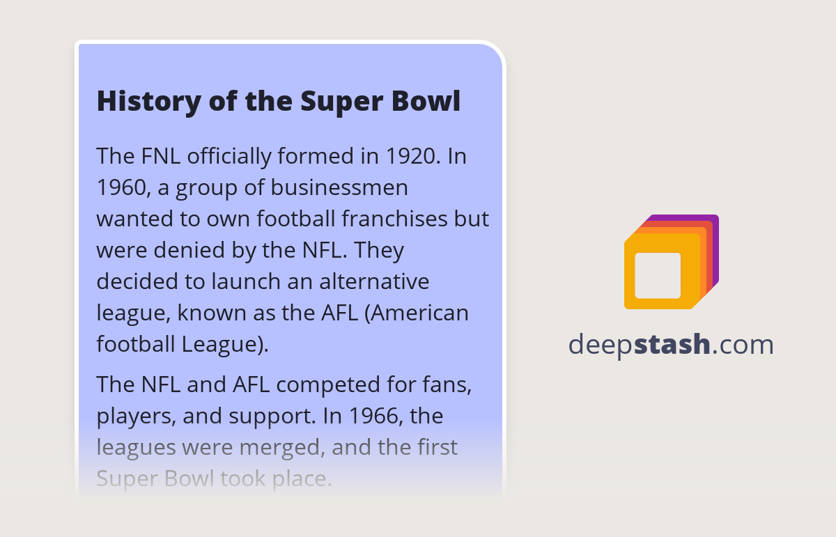 History of the Super Bowl - Deepstash