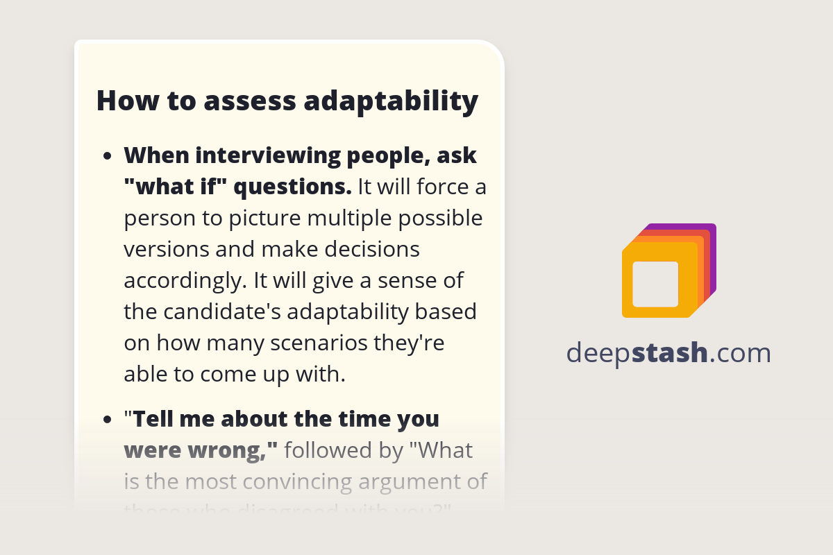 How to assess adaptability - Deepstash