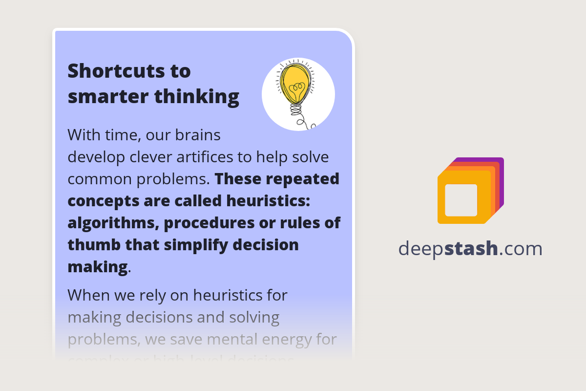 Shortcuts to smarter thinking - Deepstash